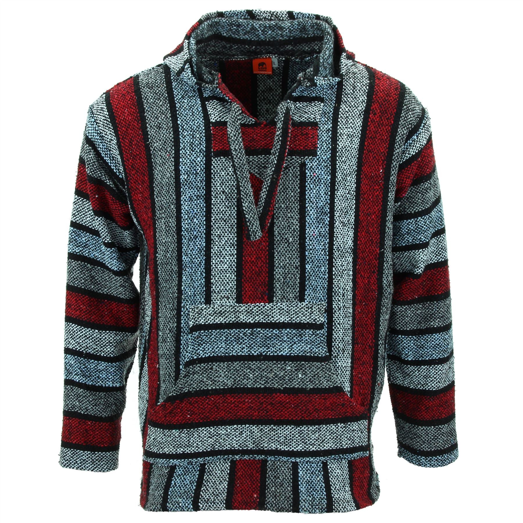 Recycled Mexican Baja Jerga Hoody - Red White Blue – LoudElephant
