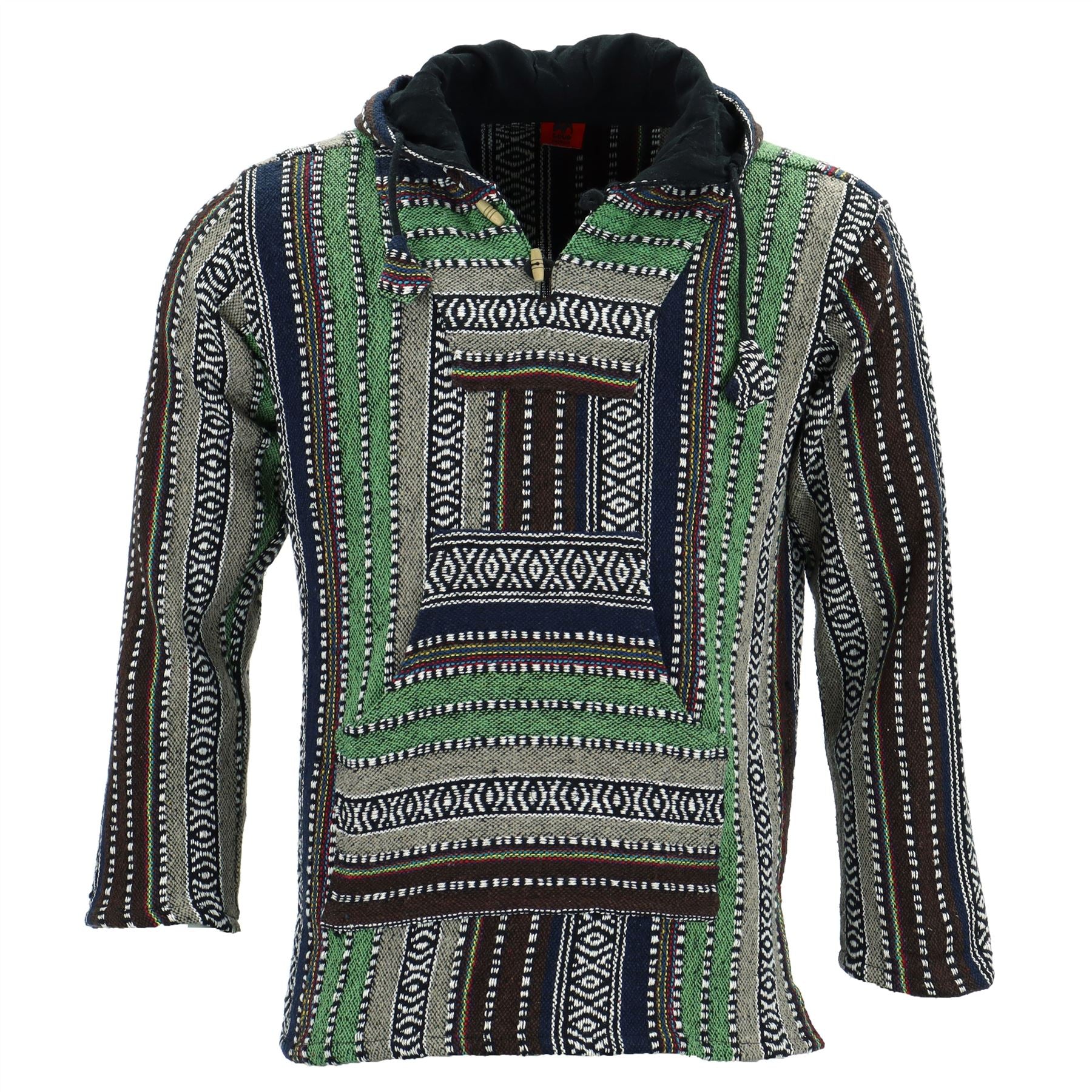 Woven Gheri Cotton Baja Hoodie - Green – LoudElephant