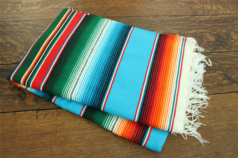 Handwoven Mexican Serape Large 200cm x 147cm - Light Blue – LoudElephant